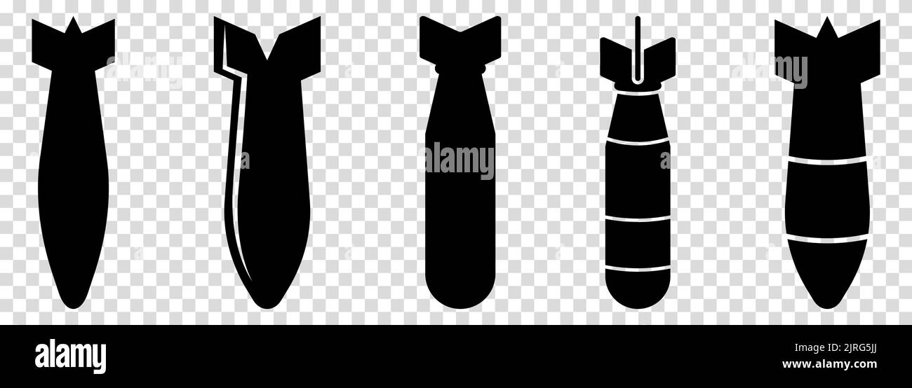 Set of air bomb icons. War, military and weapon symbol. Vector ...
