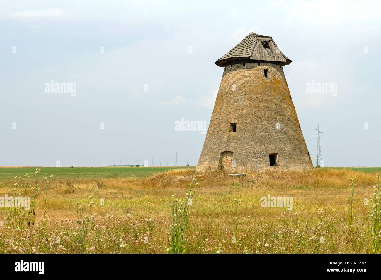 Abandoned Old Windmill Structure at Field Near Village Melenci in ...