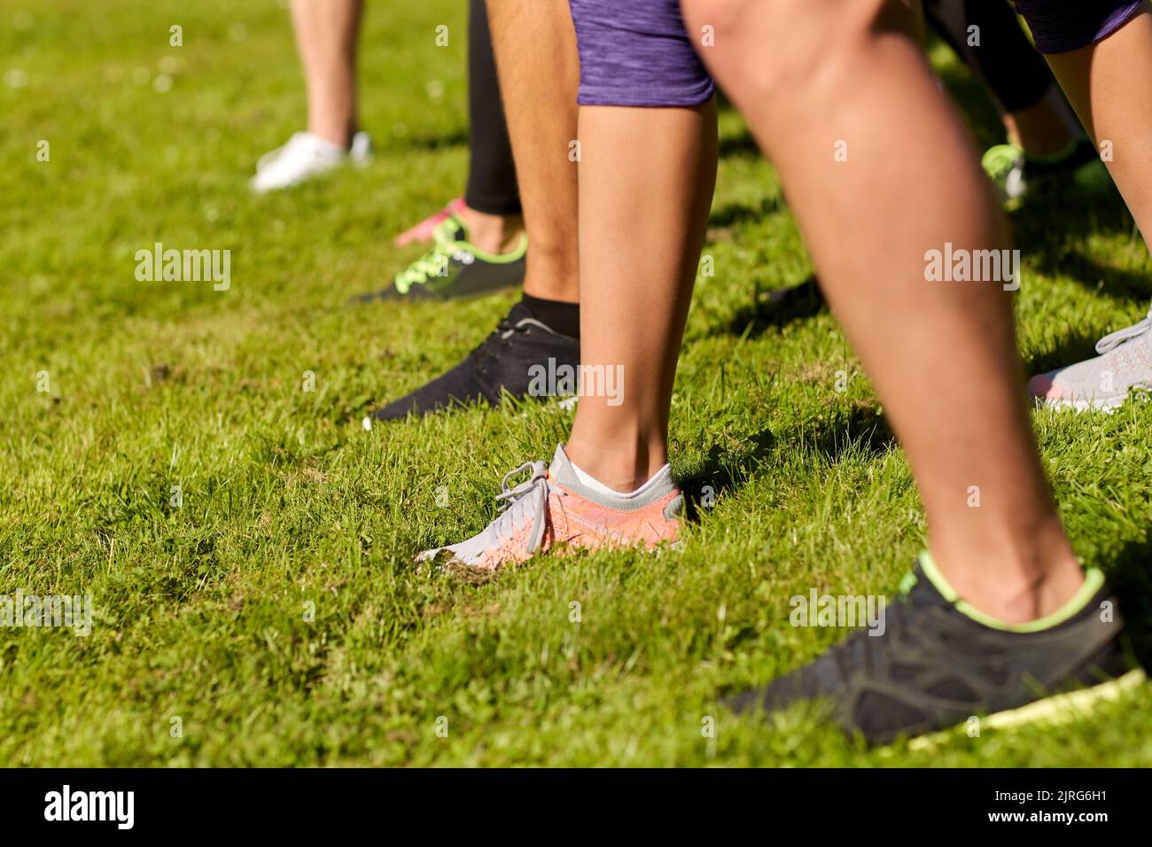 Athletic group people running park hi-res stock photography and images ...