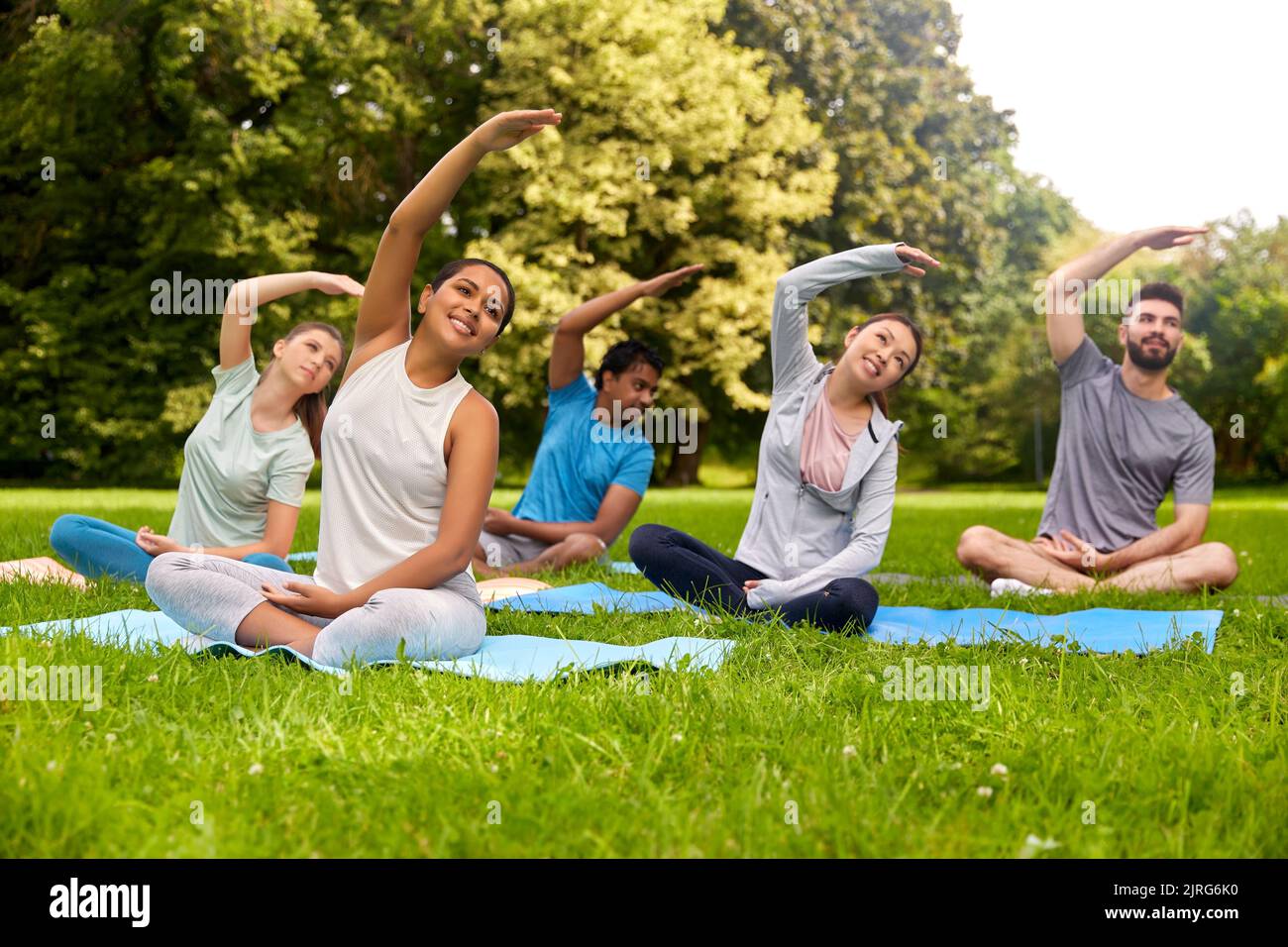 African american asian friends exercising hi-res stock photography and ...