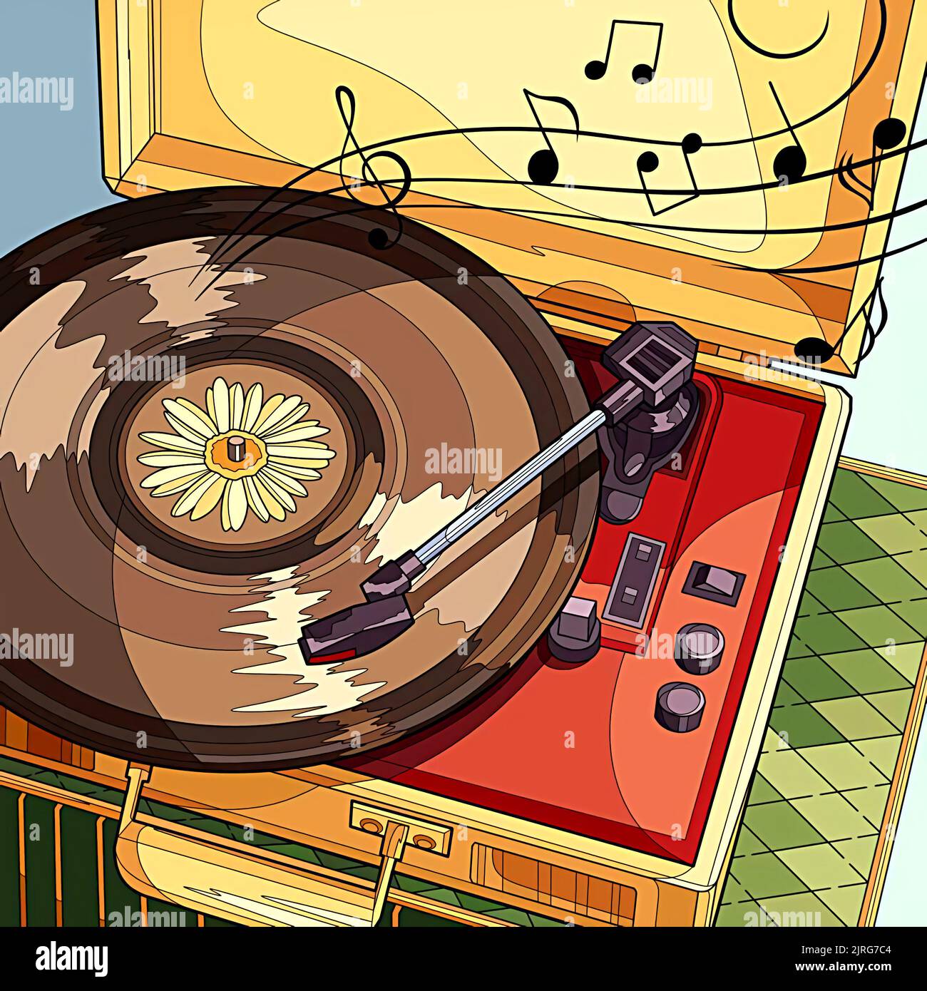 vintage vinyl spinner illustration, music player Stock Photo - Alamy