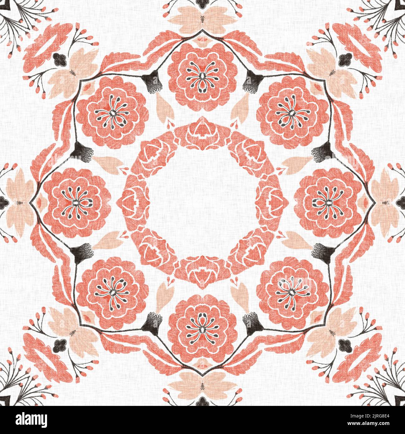 Modern boho geometric floral quilt style seamless pattern. Shabby chic ...