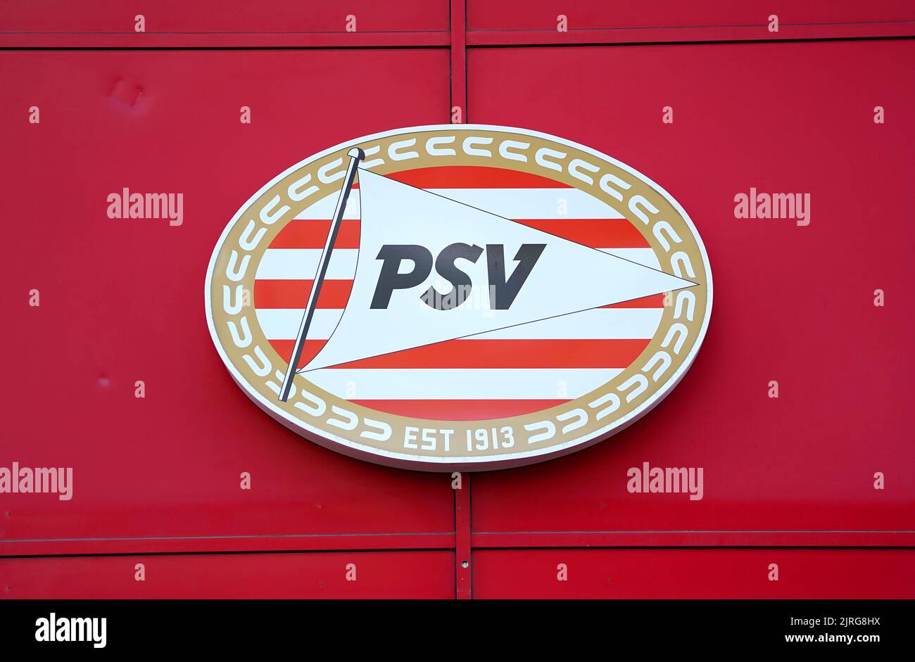A general view of the PSV crest outside of the stadium ahead of the ...