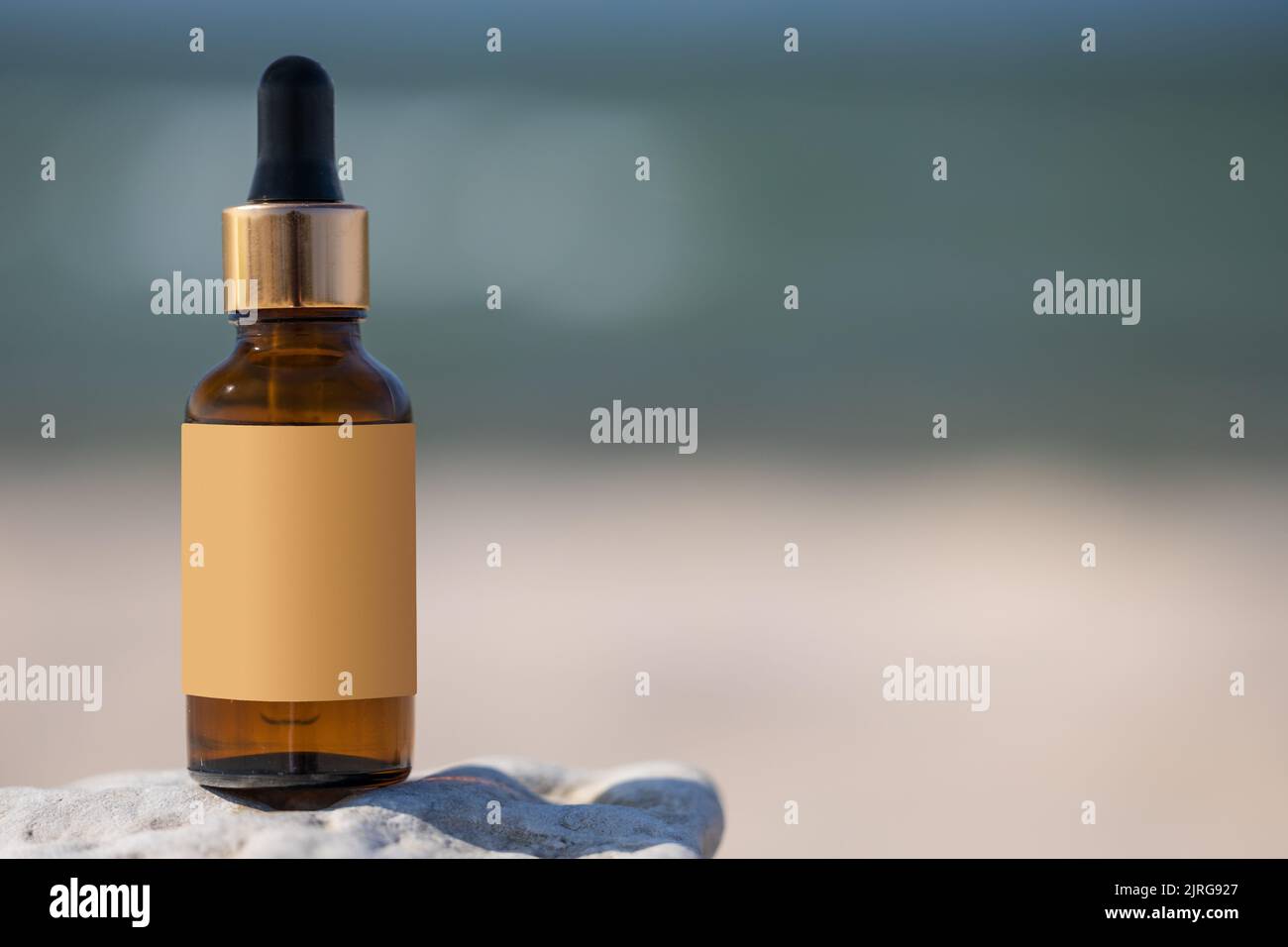 Amber drop glass cosmetic bottle mock-up. Eco friendly care organic ...