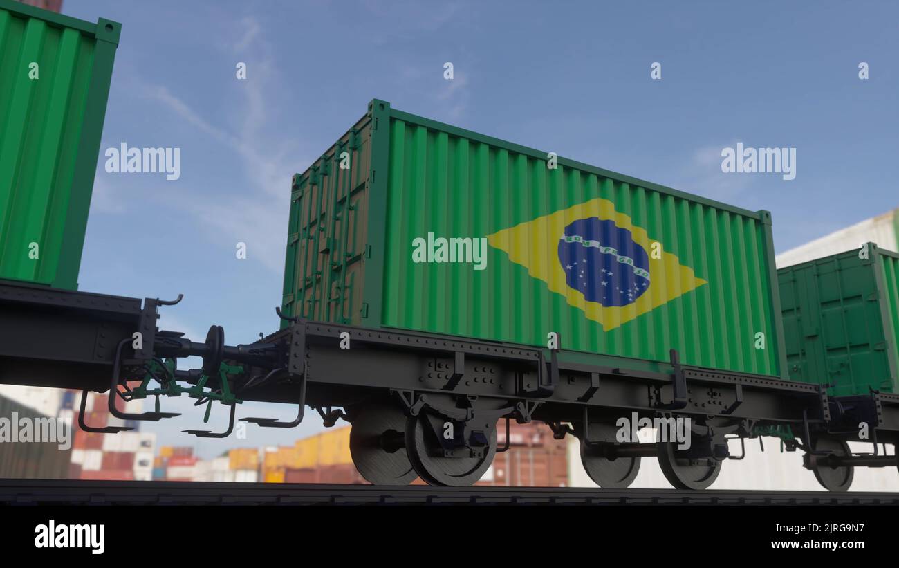 Containers flag brazil railway transportation hi-res stock photography ...