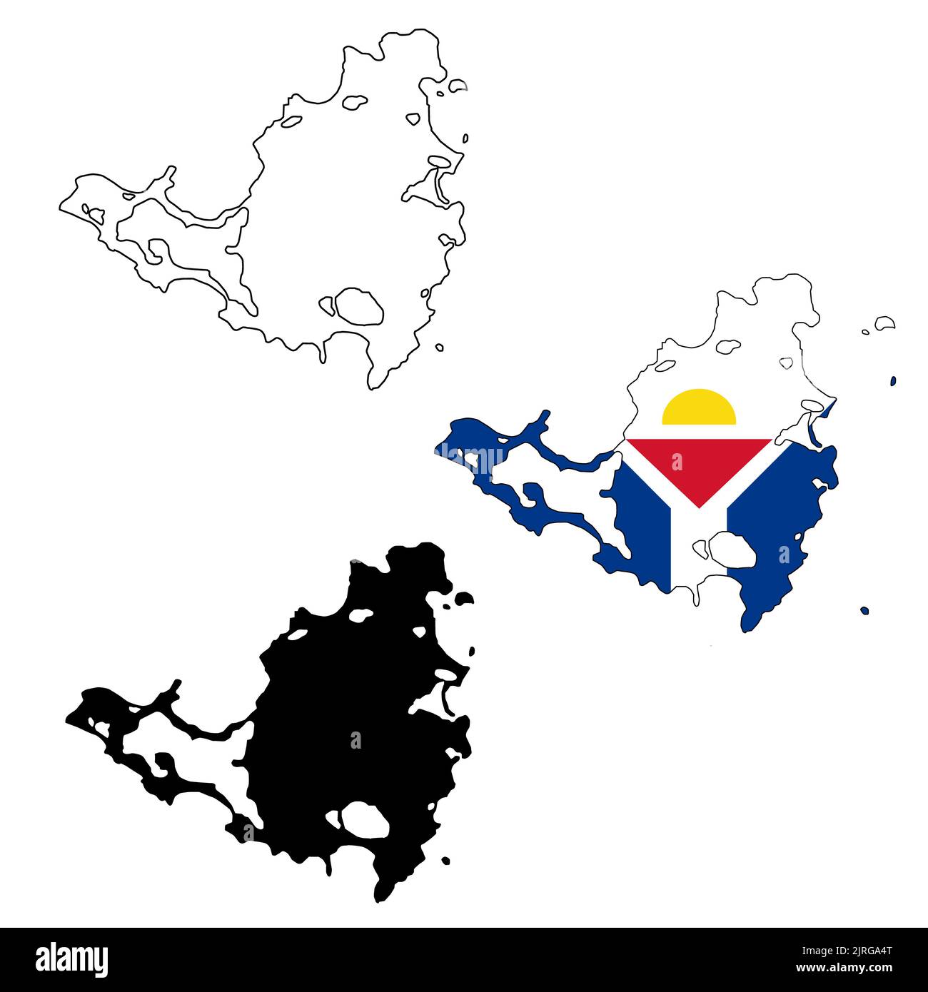 Map of Saint Martin Island with flag. Outline map Saint Martin Island ...