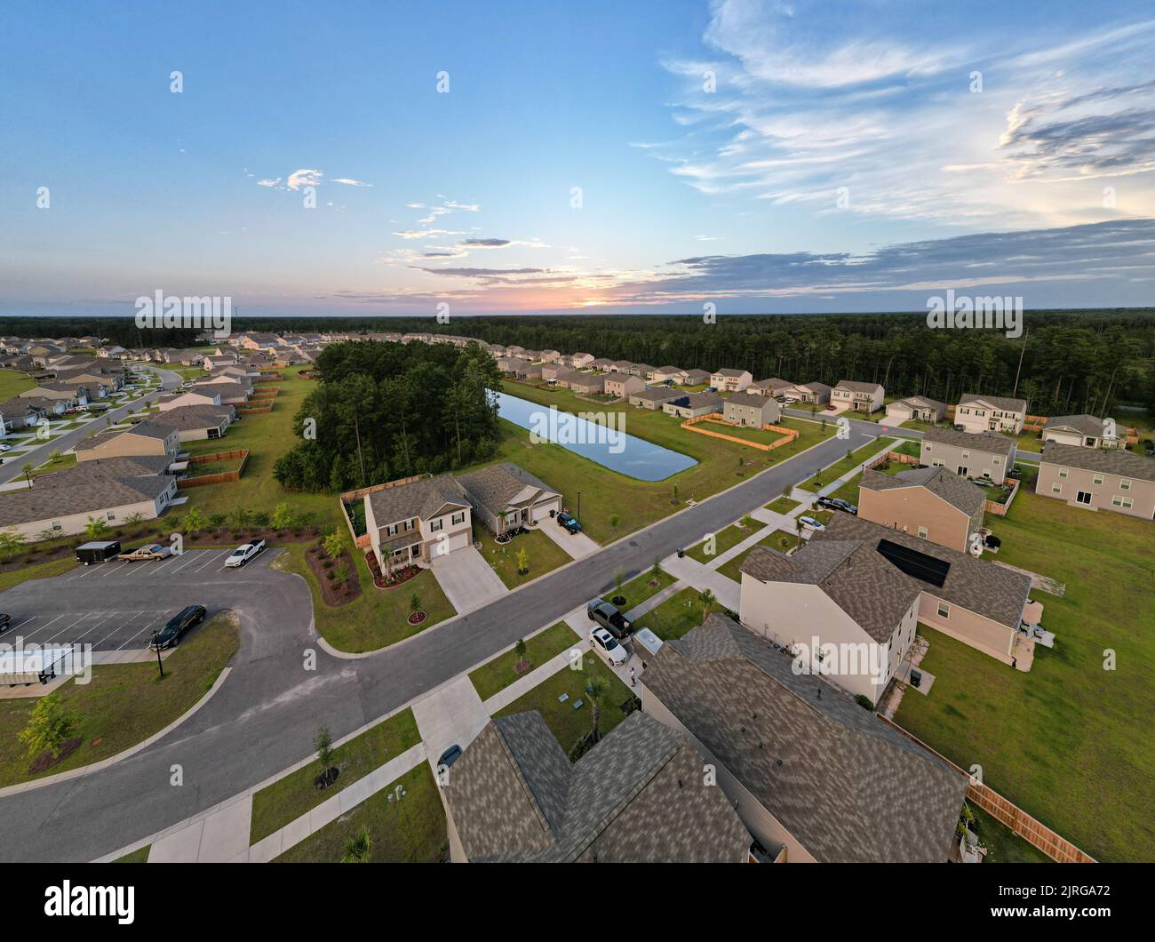 An aerial view of Meridian at Lakes of Cane Bay in South Carolina Stock ...