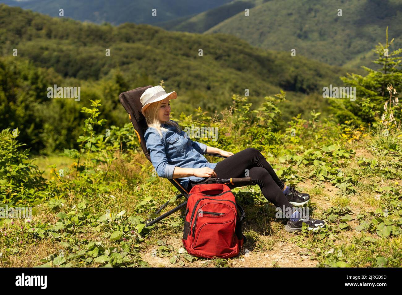 Tourist rests after hike hi-res stock photography and images - Alamy