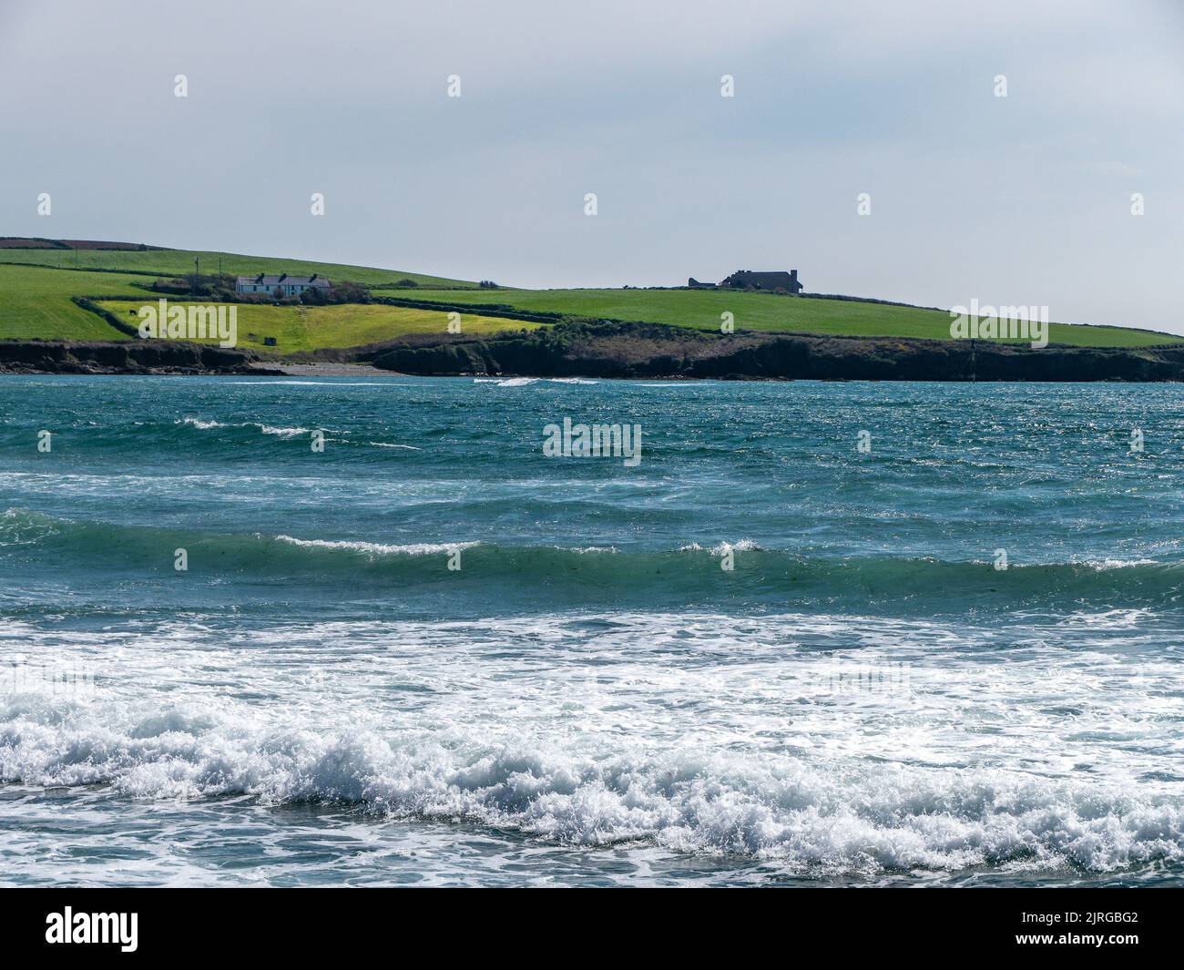 The Atlantic Ocean in the south of Ireland. Beautiful seascape, sunny ...