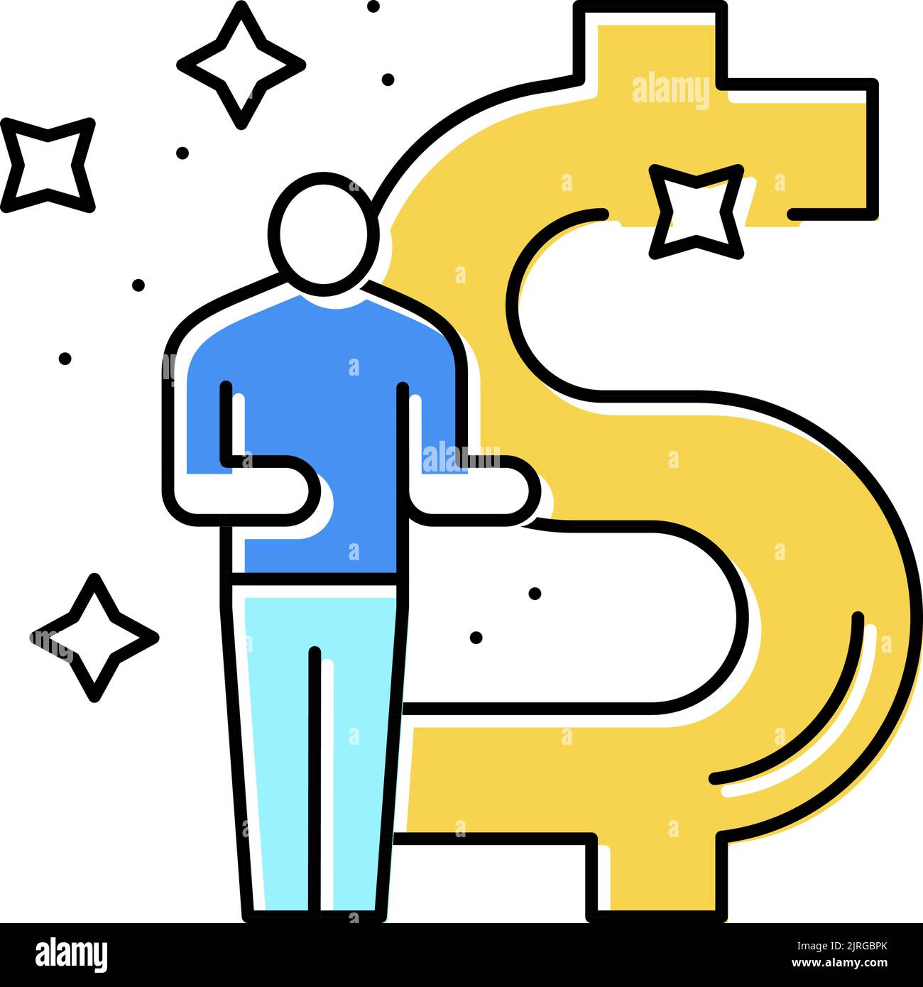 businessman financial freedom money color icon vector illustration ...