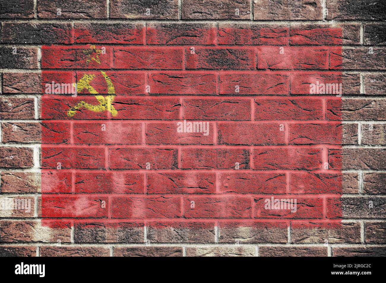 USSR flag on a brick wall background Stock Photo - Alamy