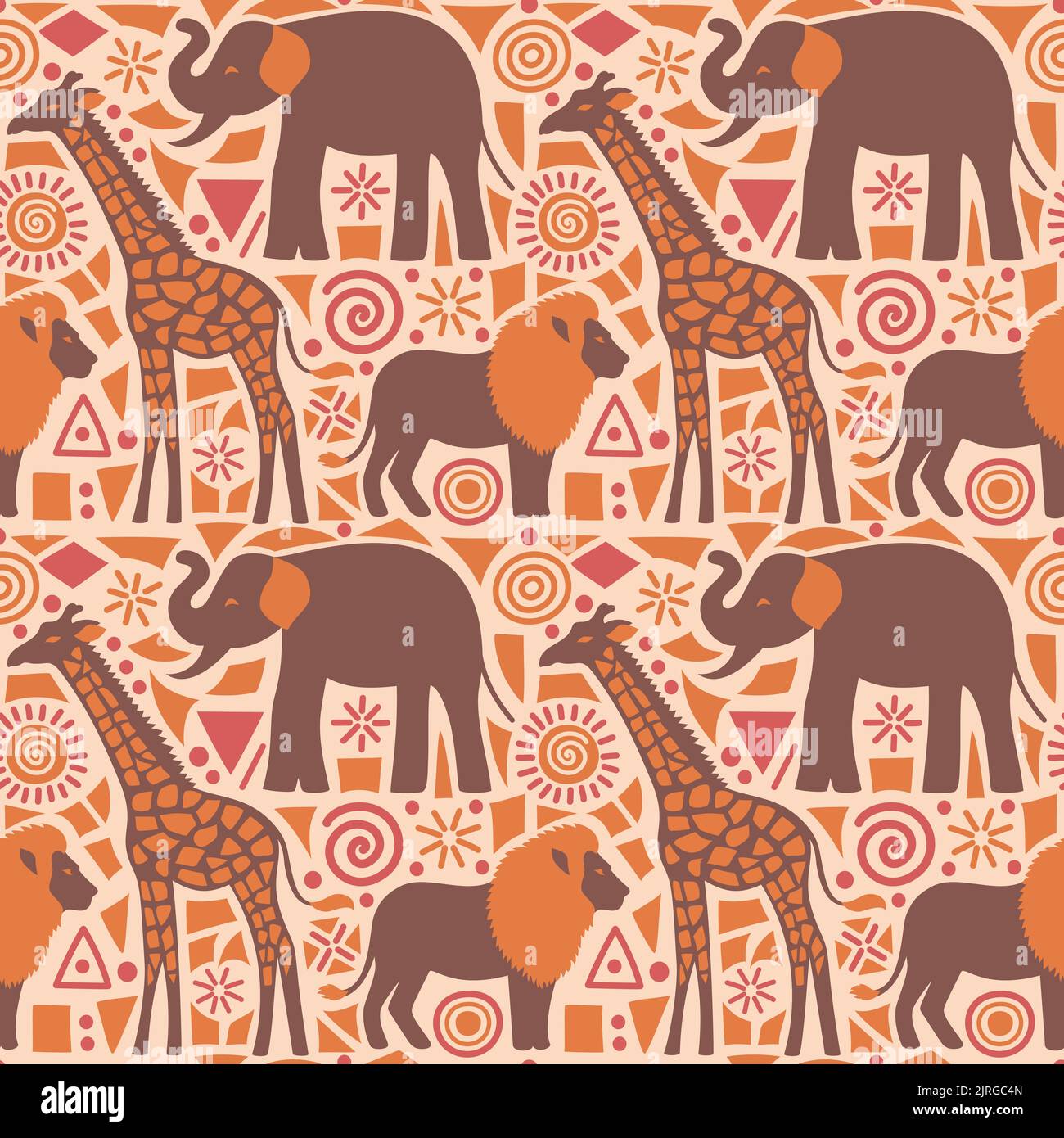 Abstract African seamless pattern with minimalist wild animals Stock ...