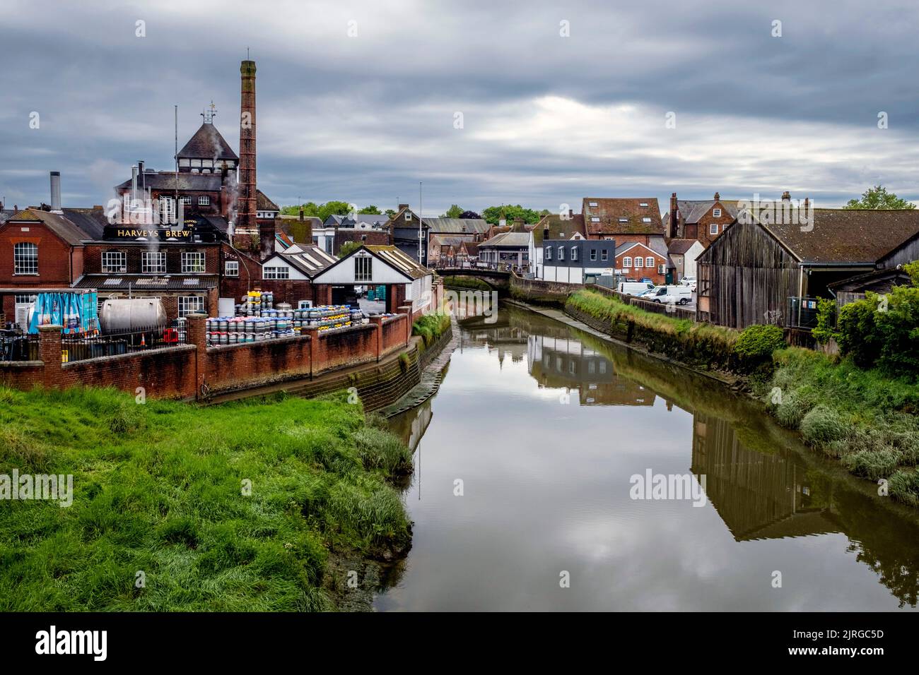 A View Of The Town Of Lewes and The River Ouse, Lewes, East Sussex, Uk ...
