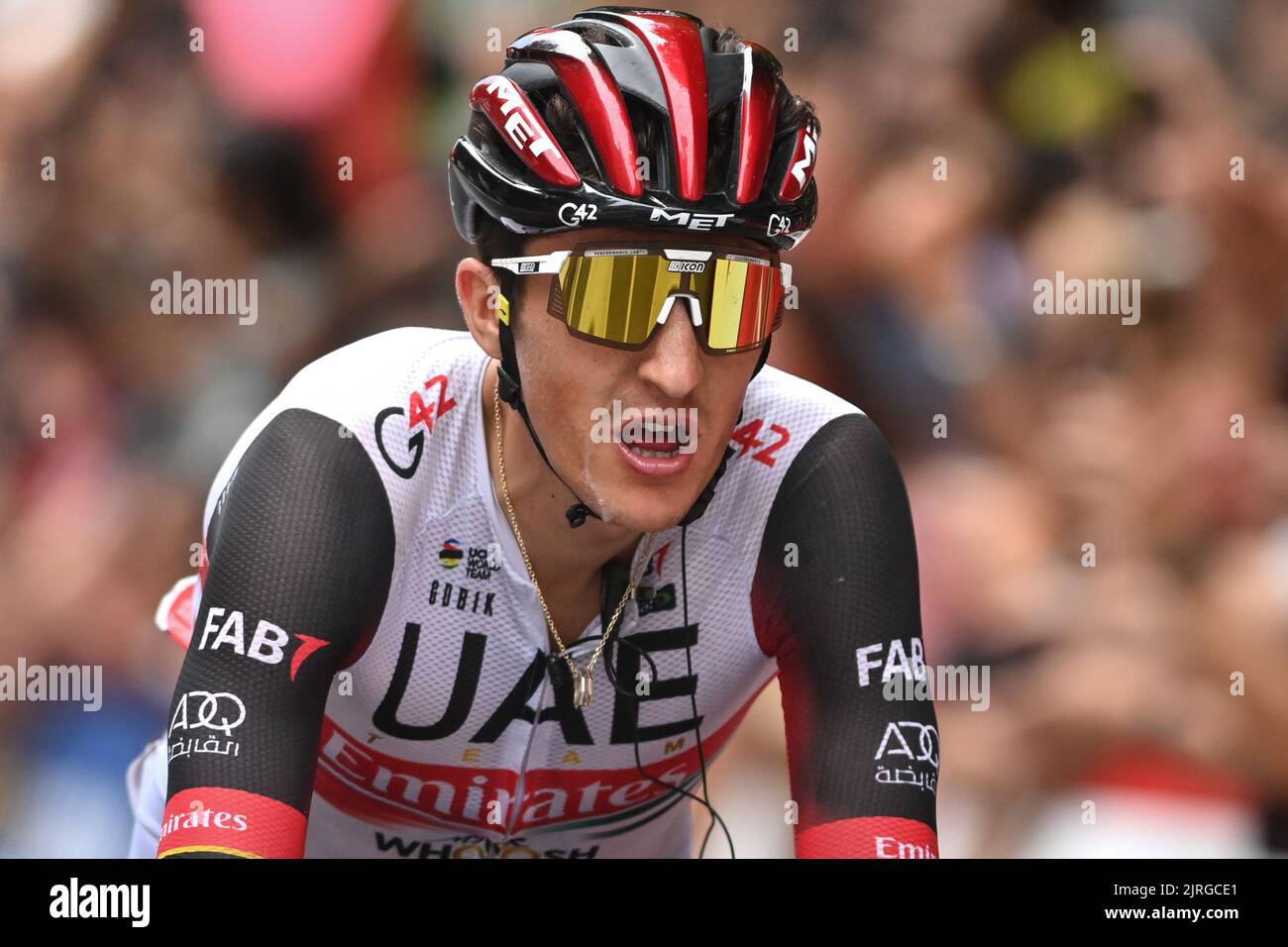 Spanish Marc Soler of UAE Team Emirates celebrates as he crosses the ...