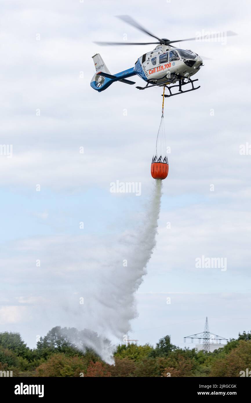 Nuremberg, Germany. 24th Aug, 2022. A police helicopter empties a ...
