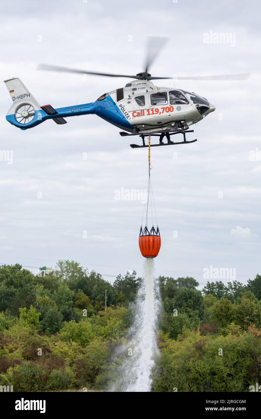Nuremberg, Germany. 24th Aug, 2022. A police helicopter empties a ...