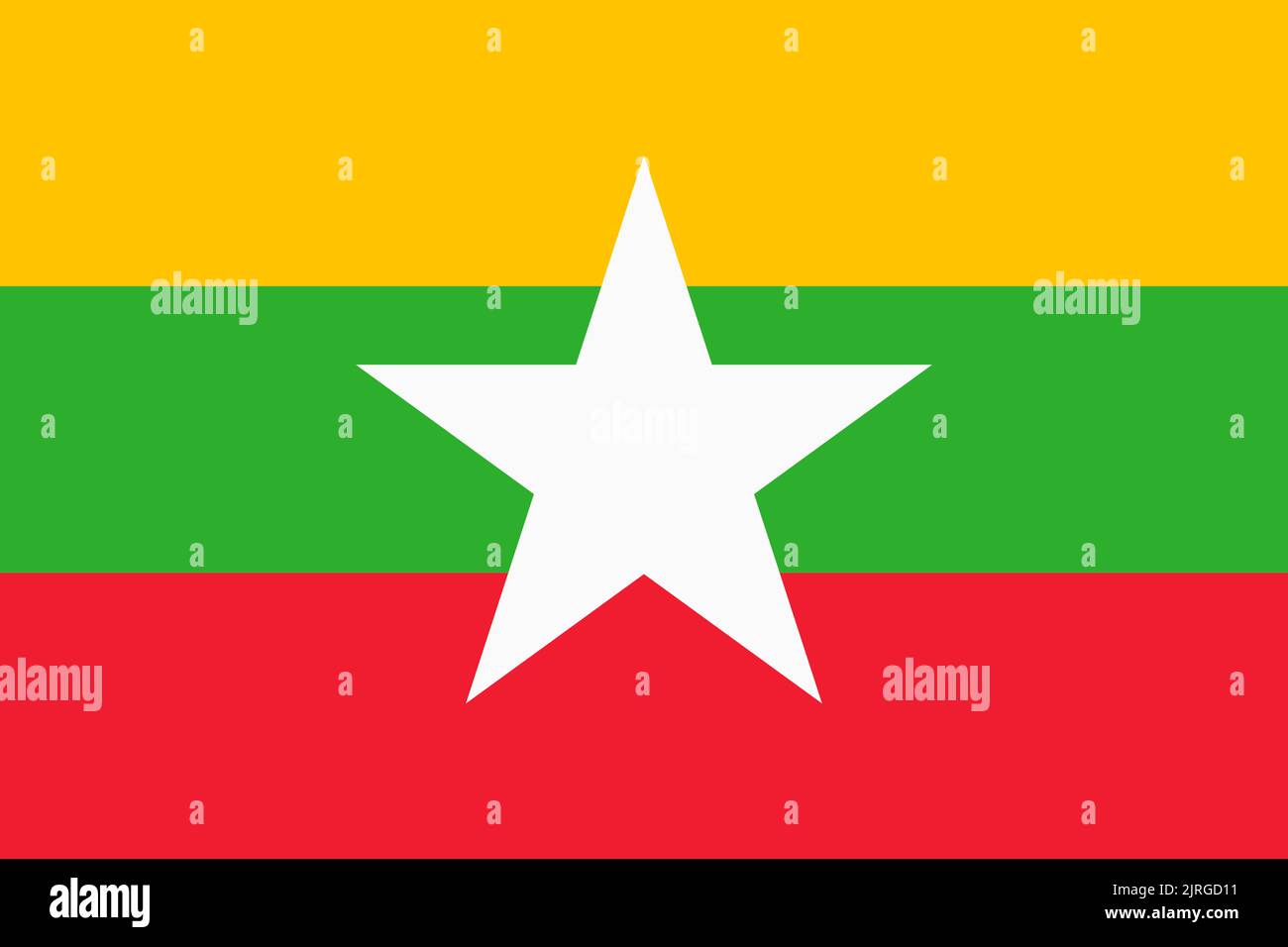 Flag of Myanmar. Burma national banner and patriotic symbol. Official ...