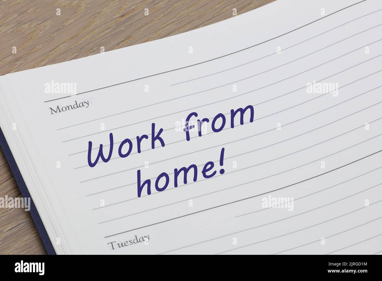 Work from home diary reminder appointment open on desk Stock Photo - Alamy