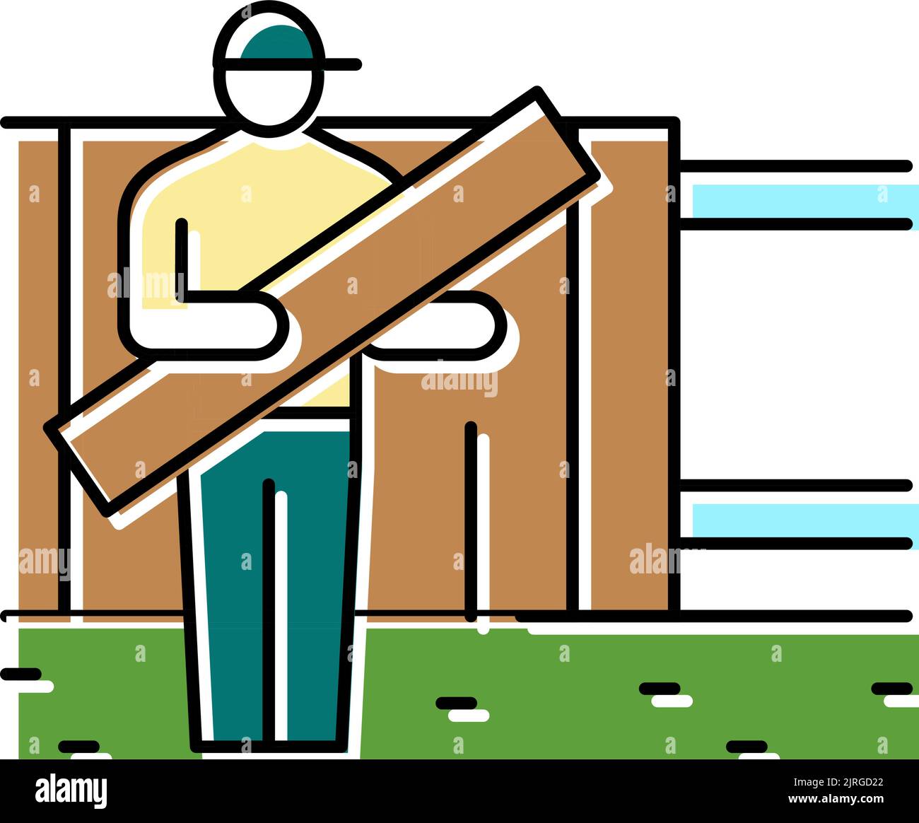 fence installation color icon vector illustration Stock Vector Image ...