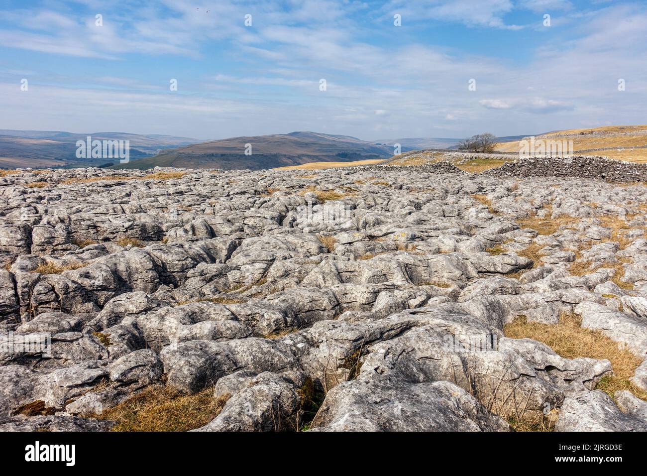 Looking over Limestone Pavement from the Dales Way path on beautiful ...