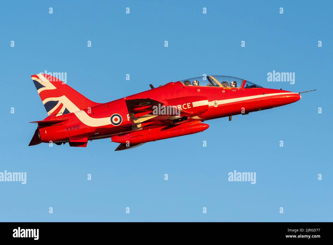RAF Red Arrows BAe Hawk T1 jet plane taking off from London Southend ...