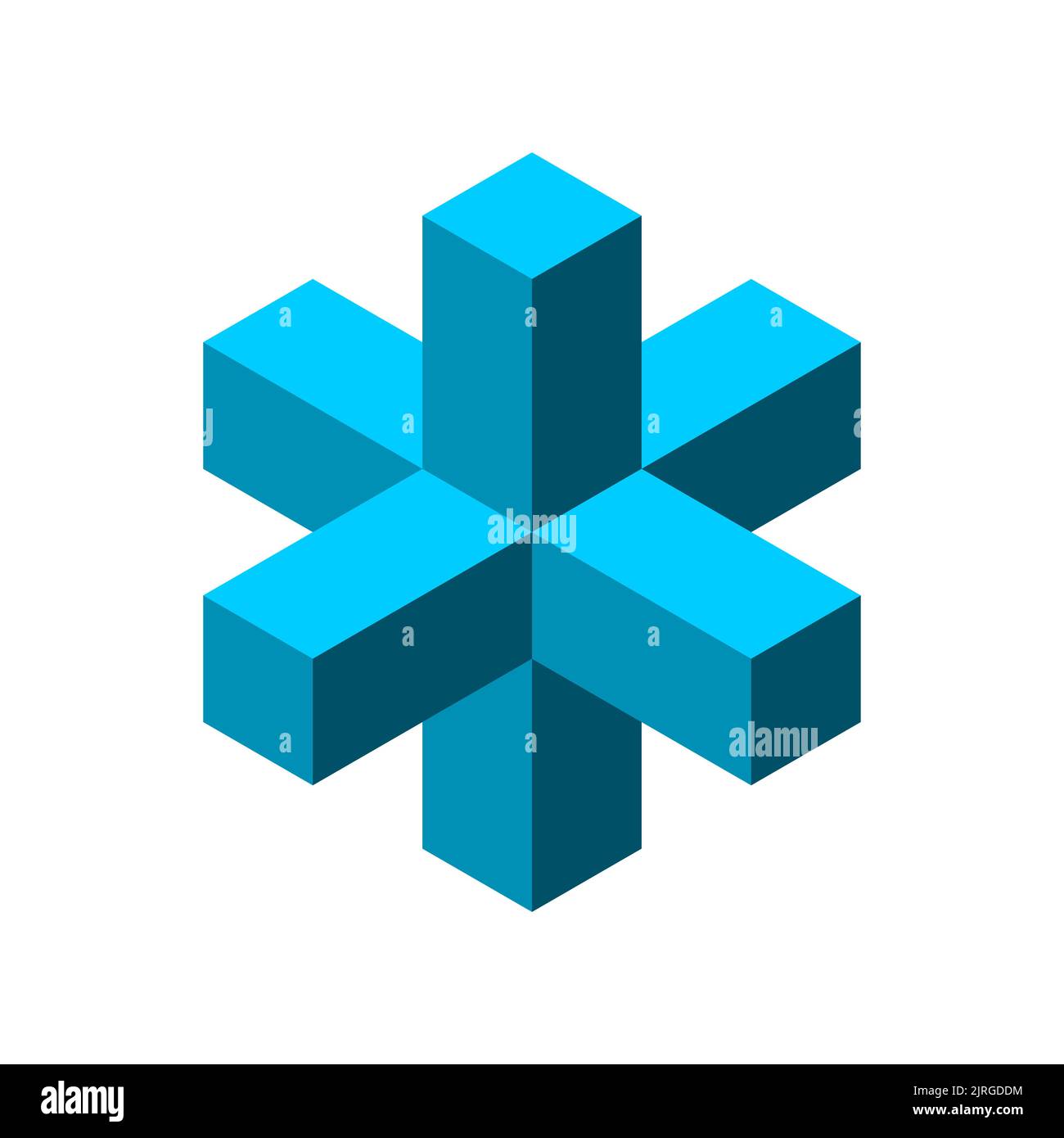 Blue shape structure made of combined blocks. Geometric object. Puzzle ...