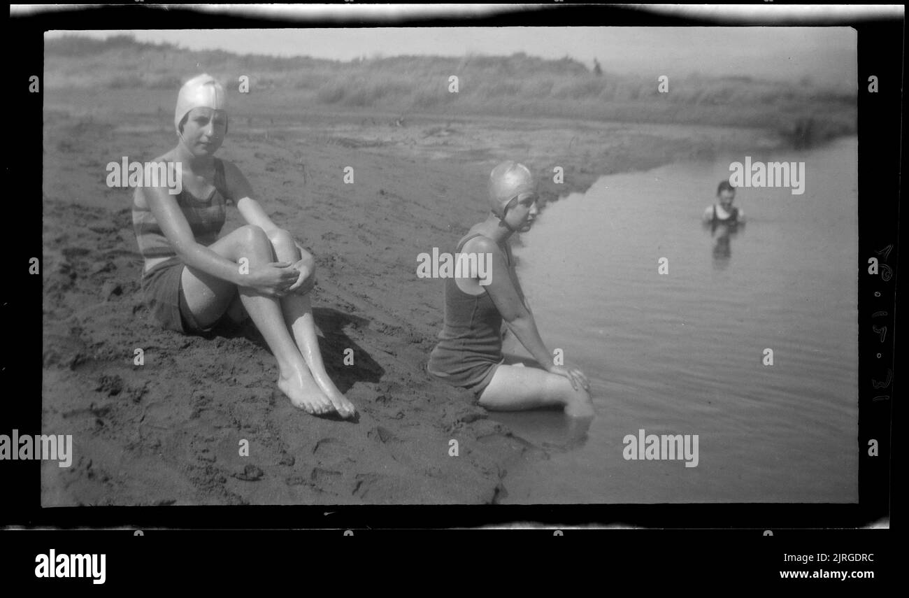 Bathing in river or lake, 26 December 1931, Levin, by Leslie Adkin ...