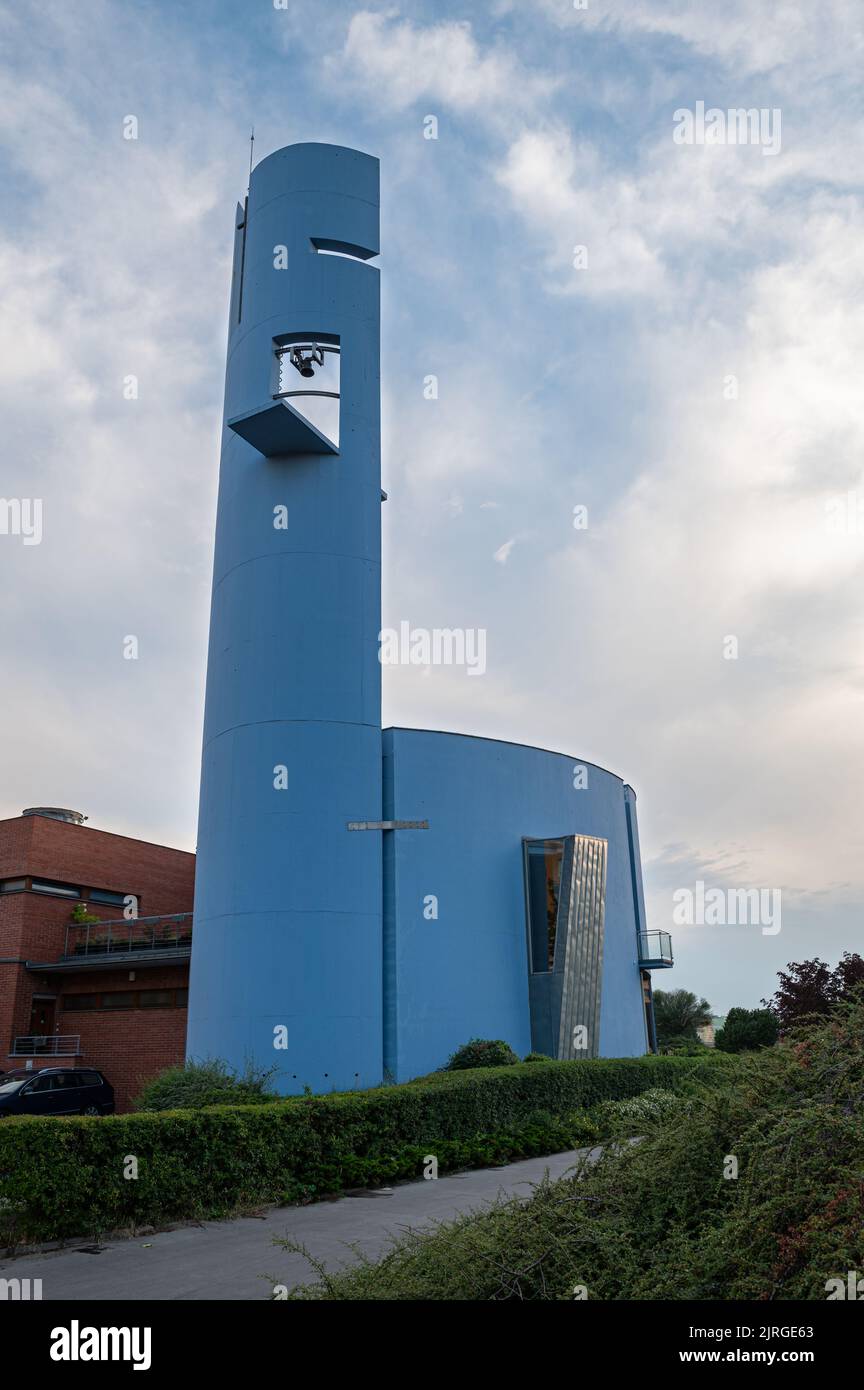 Blue catholic church and community center "svatého Prokopa" in ...