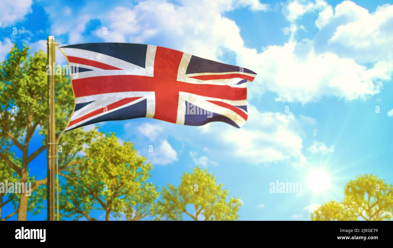 flag of United Kingdom (UK) at sunny day, clean nature symbol - nature ...