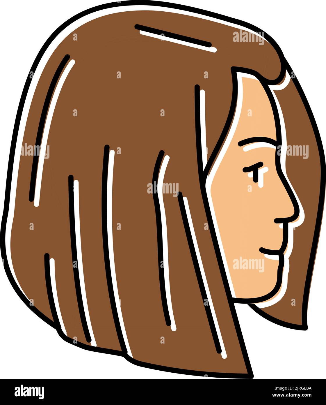 Blunt Bob Hairstyle Color Icon Vector Illustration Stock Vector Image And Art Alamy