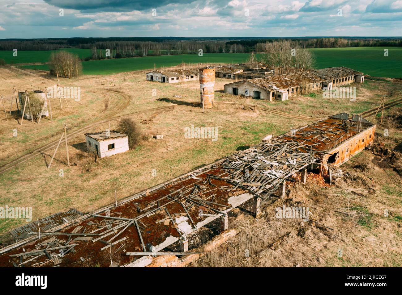 Belarus. Abandoned Barn, Shed, Cowsheds, Farm House In Chernobyl ...