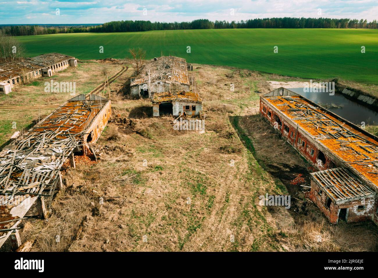 Belarus. Abandoned Barn, Shed, Cowsheds, Farm House In Chernobyl ...