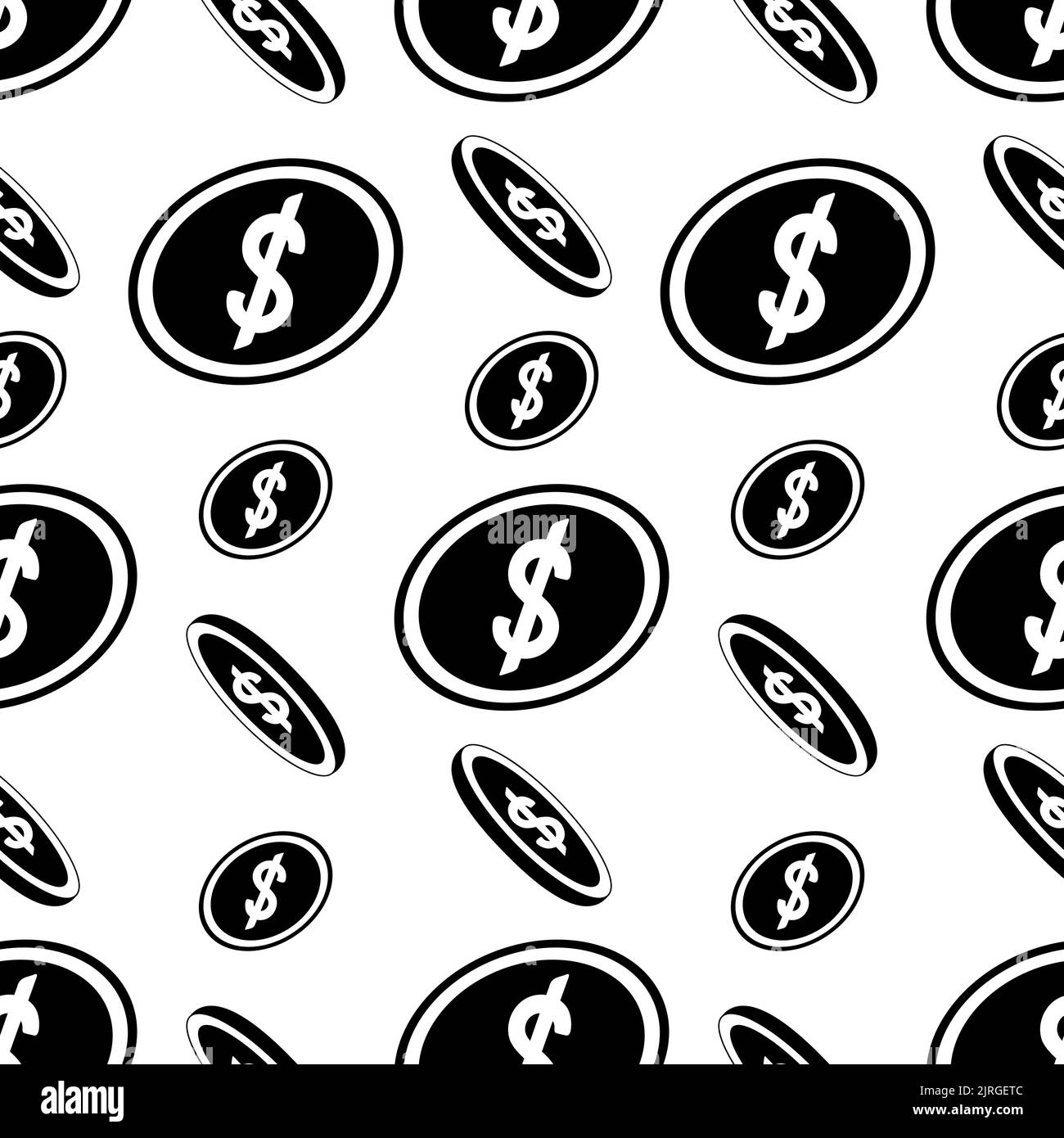 US dollar symbol. Falling coins. Endless vector pattern. Ornament on an ...