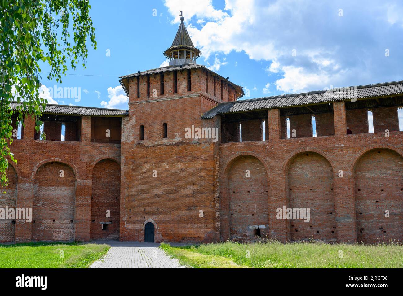Fragment of the fortress wall of the medieval Kremlin in Kolomna ...