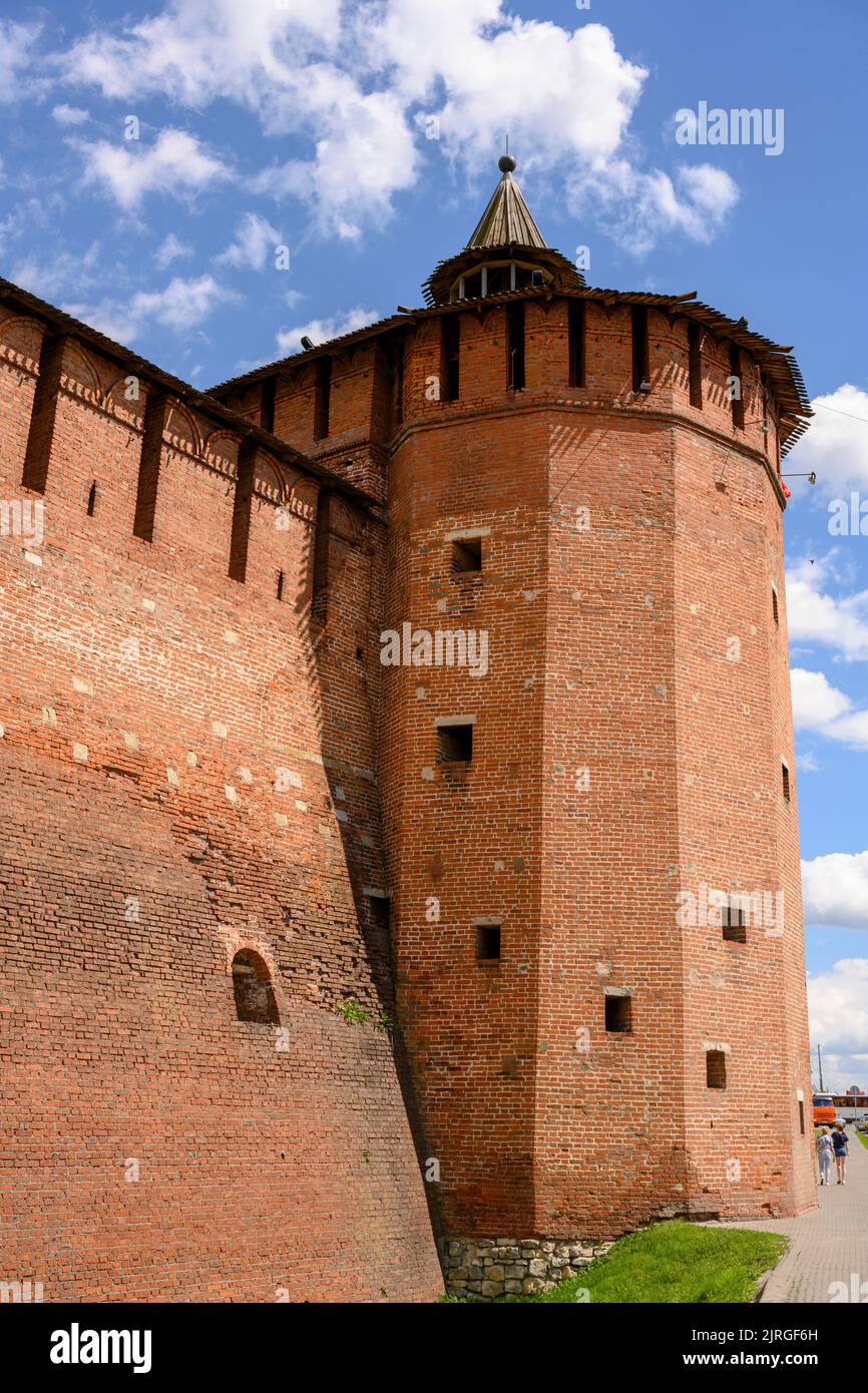 Fragment of the fortress wall of the medieval Kremlin in Kolomna ...