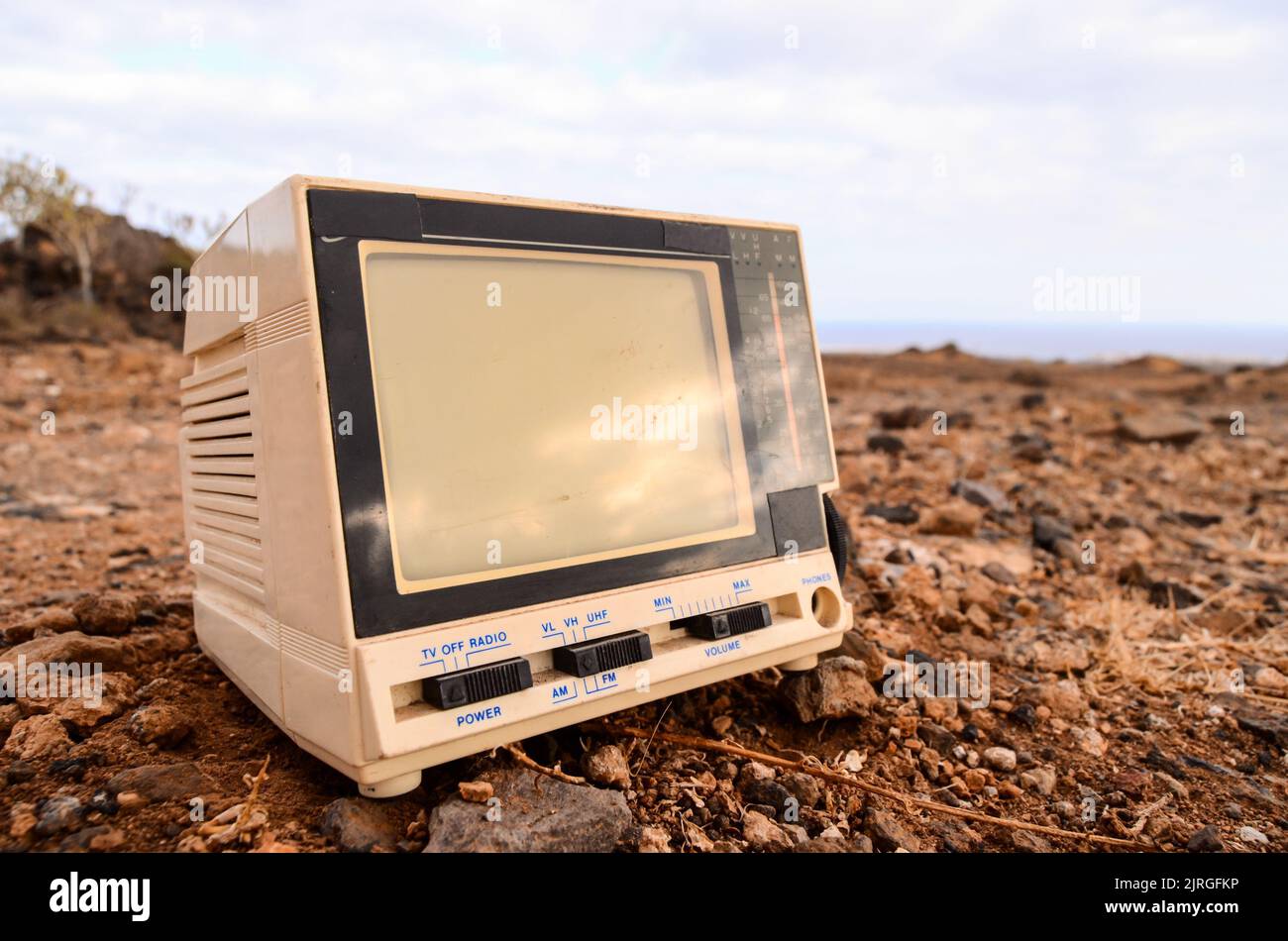 Broken Gray Television Abandoned in the Desert Stock Photo - Alamy
