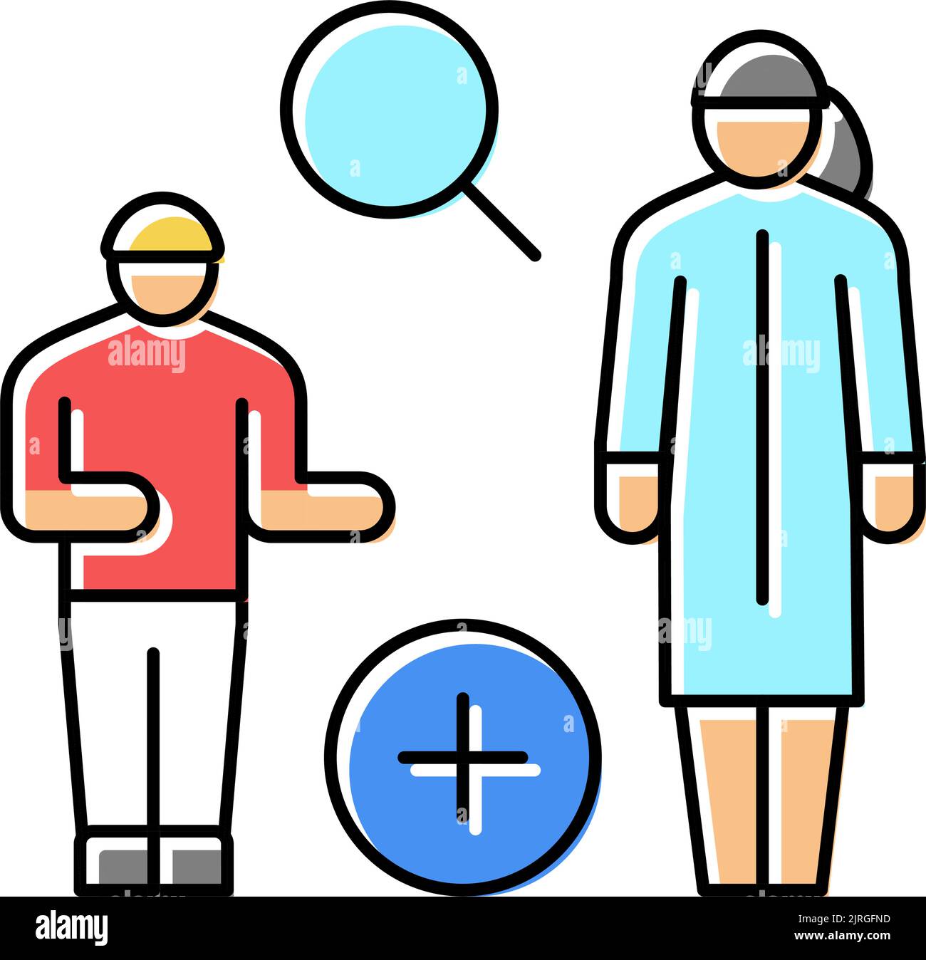 physician visit health check color icon vector illustration Stock ...