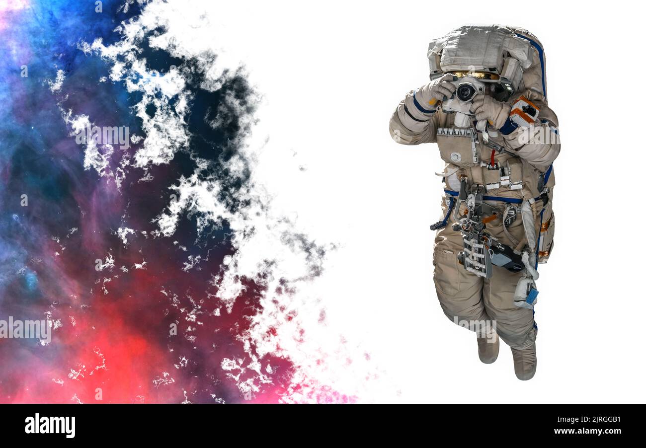 High resolution astronaut isolated on white background. Space style ...