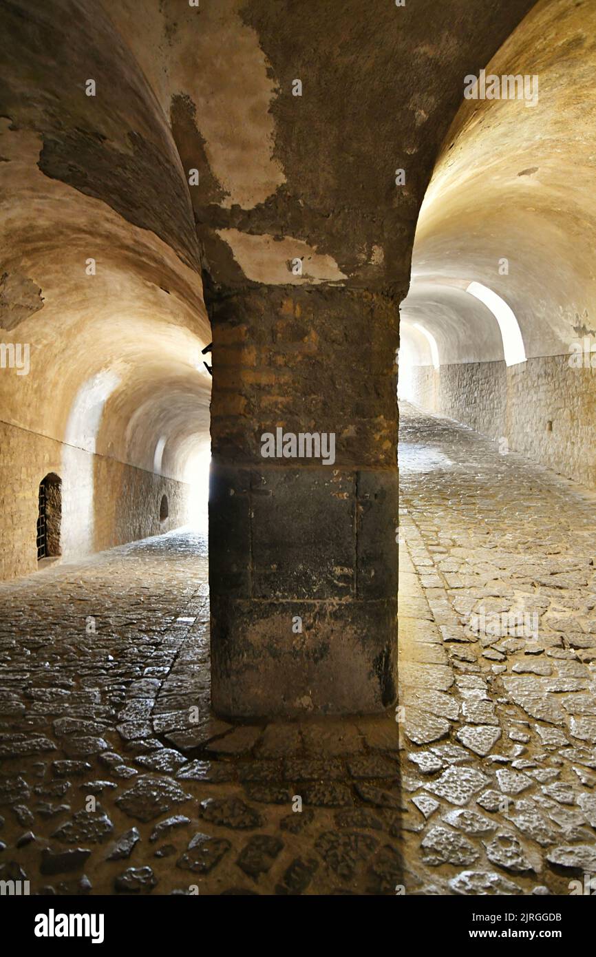 Corridor inside of Saint 'Elmo castle in Naples, Italy Stock Photo - Alamy