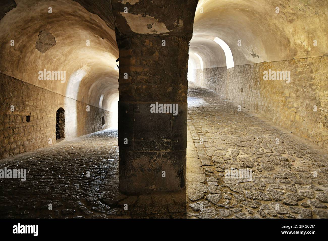 Corridor inside of Saint 'Elmo castle in Naples, Italy Stock Photo - Alamy