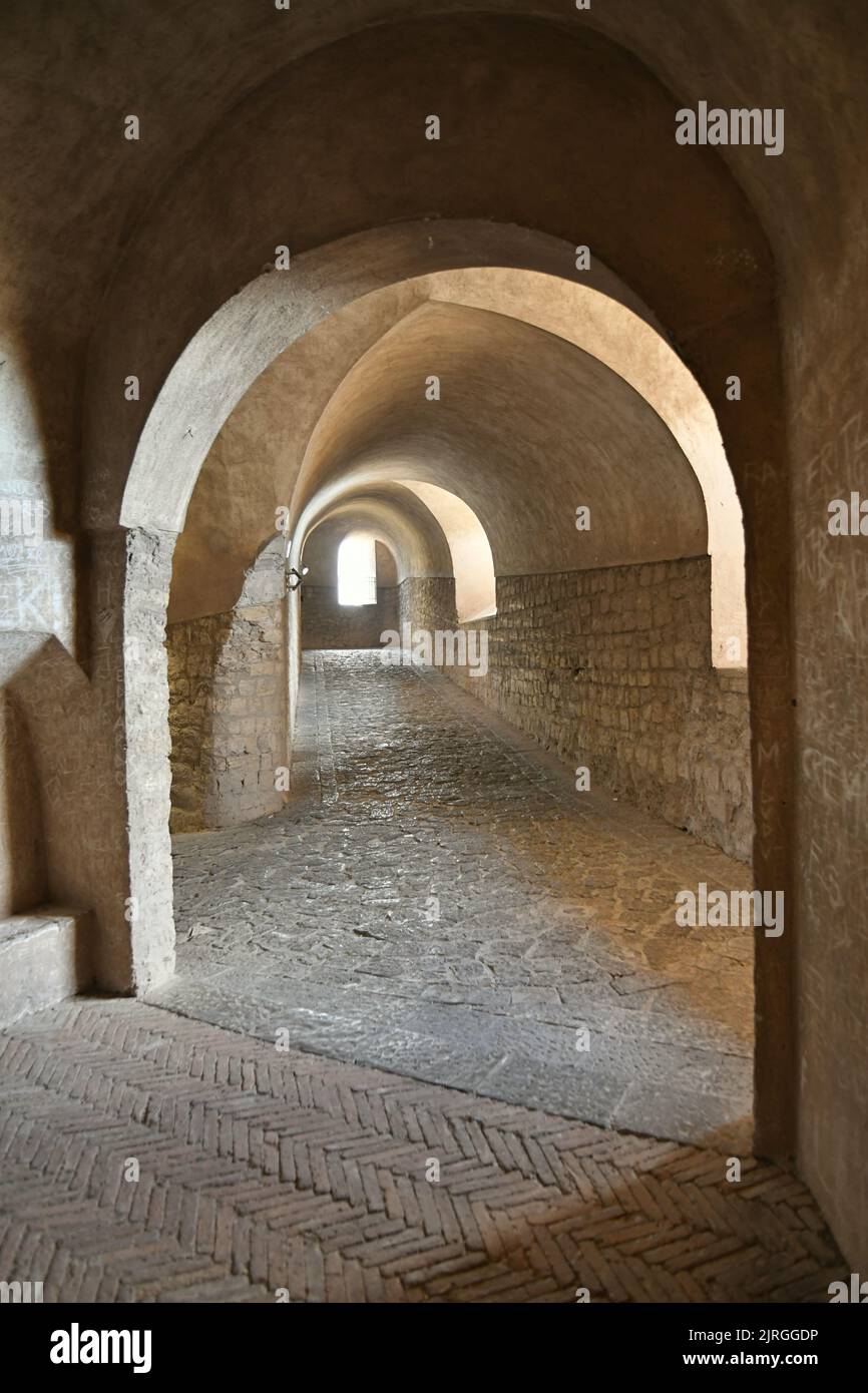 Corridor inside of Saint 'Elmo castle in Naples, Italy Stock Photo - Alamy