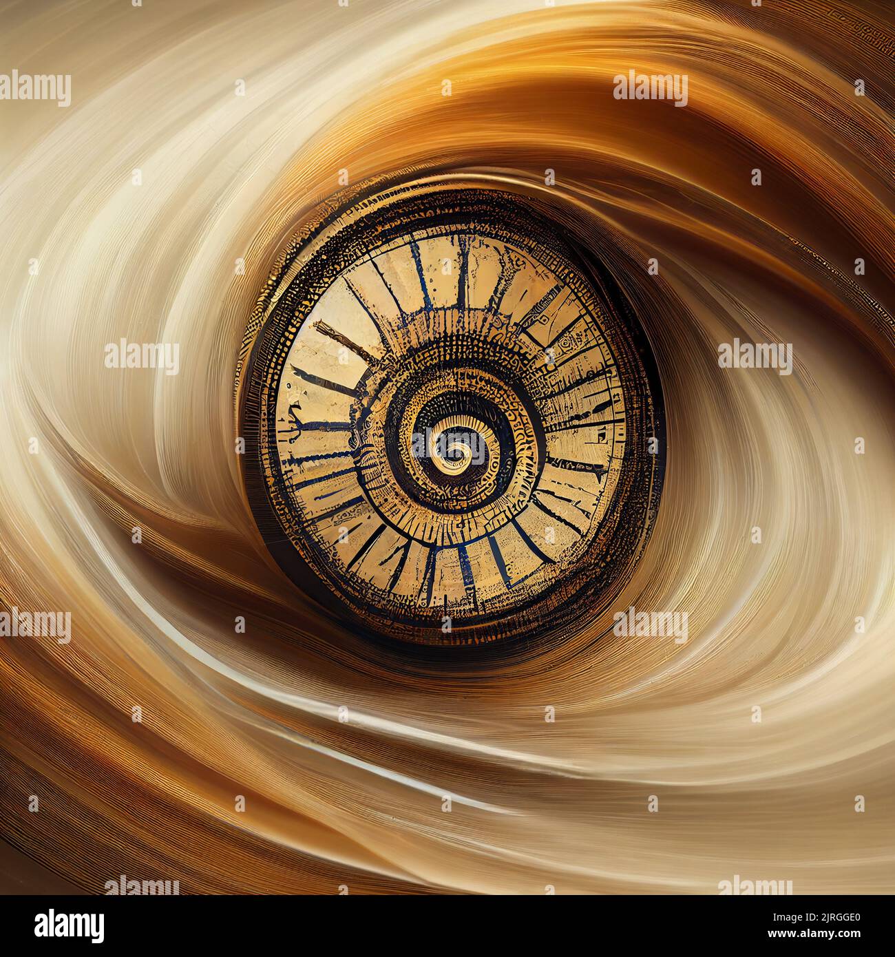 Infinity time spiral in space, antique old clock abstract fractal ...