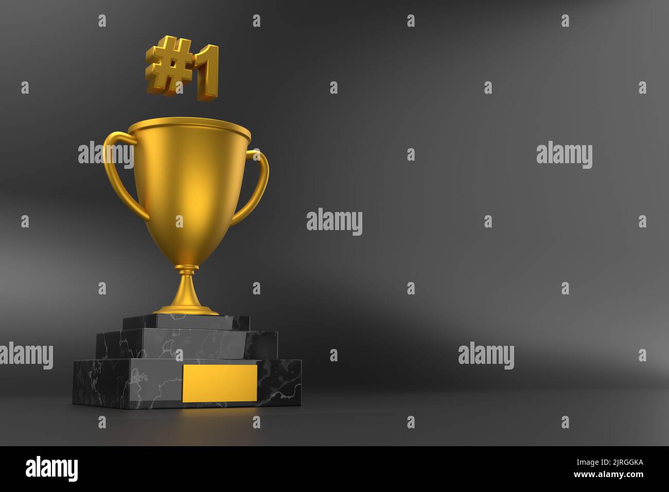 number one champion cup with blank golden plate for name, black ...
