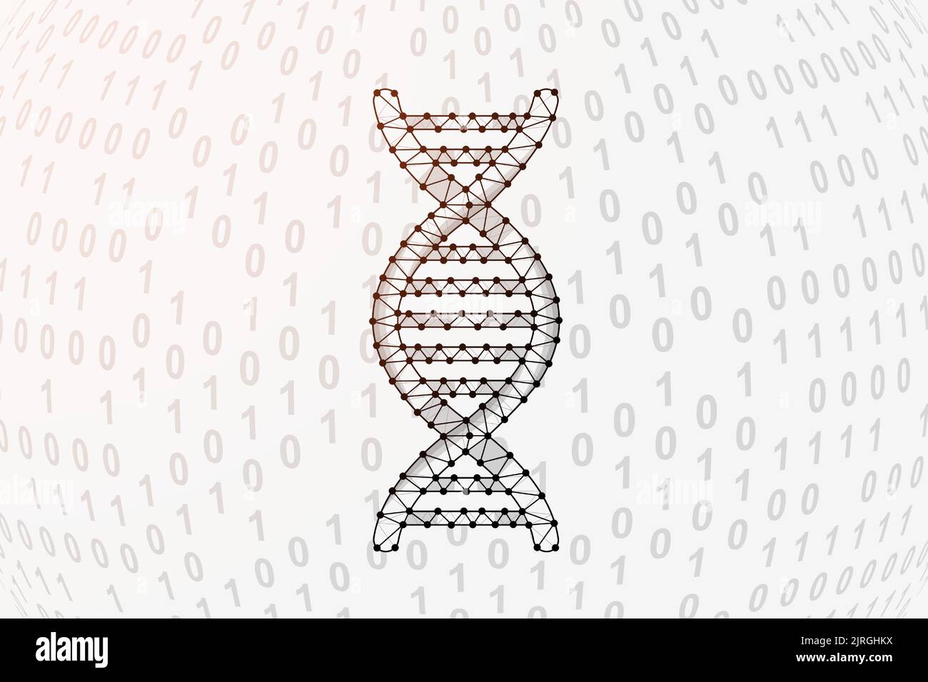 DNA spiral 3d low poly symbol with binary code background. Science design vector illustration ...