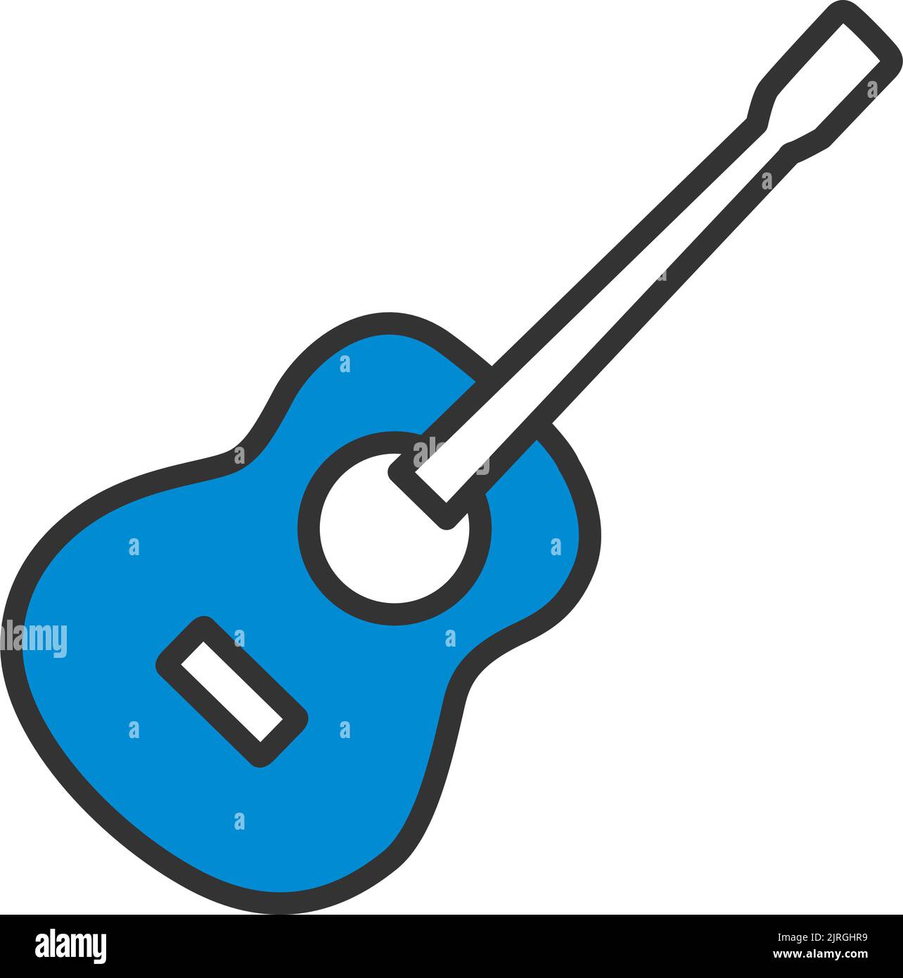 Icon Of Acoustic Guitar. Editable Bold Outline With Color Fill Design ...