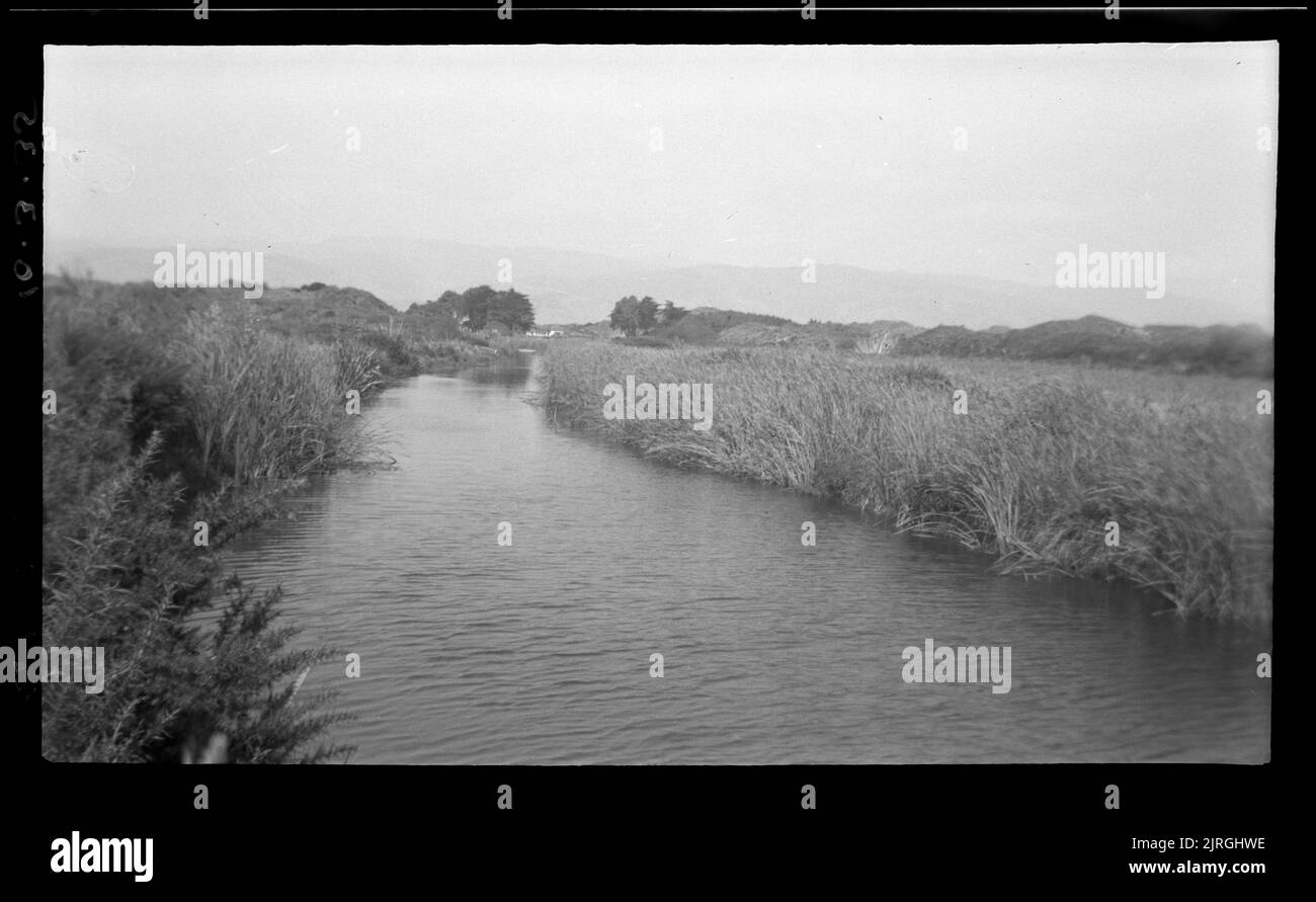 Te Kotahi reach of Waikawa River, 10 March 1935, by Leslie Adkin Stock ...