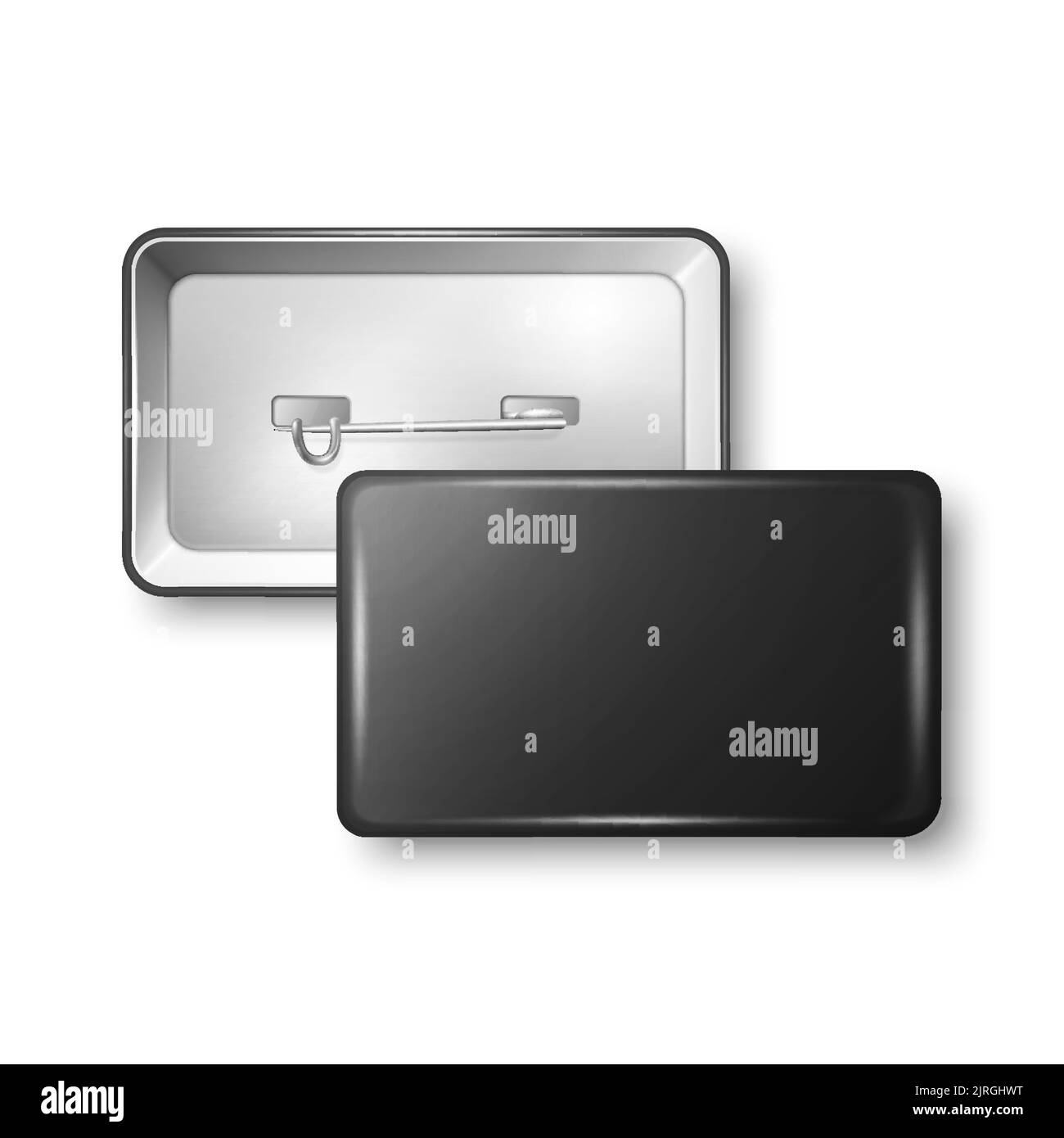 Vector 3d Realistic Rectangular Black Metal, Plastic Blank Empty Button ...