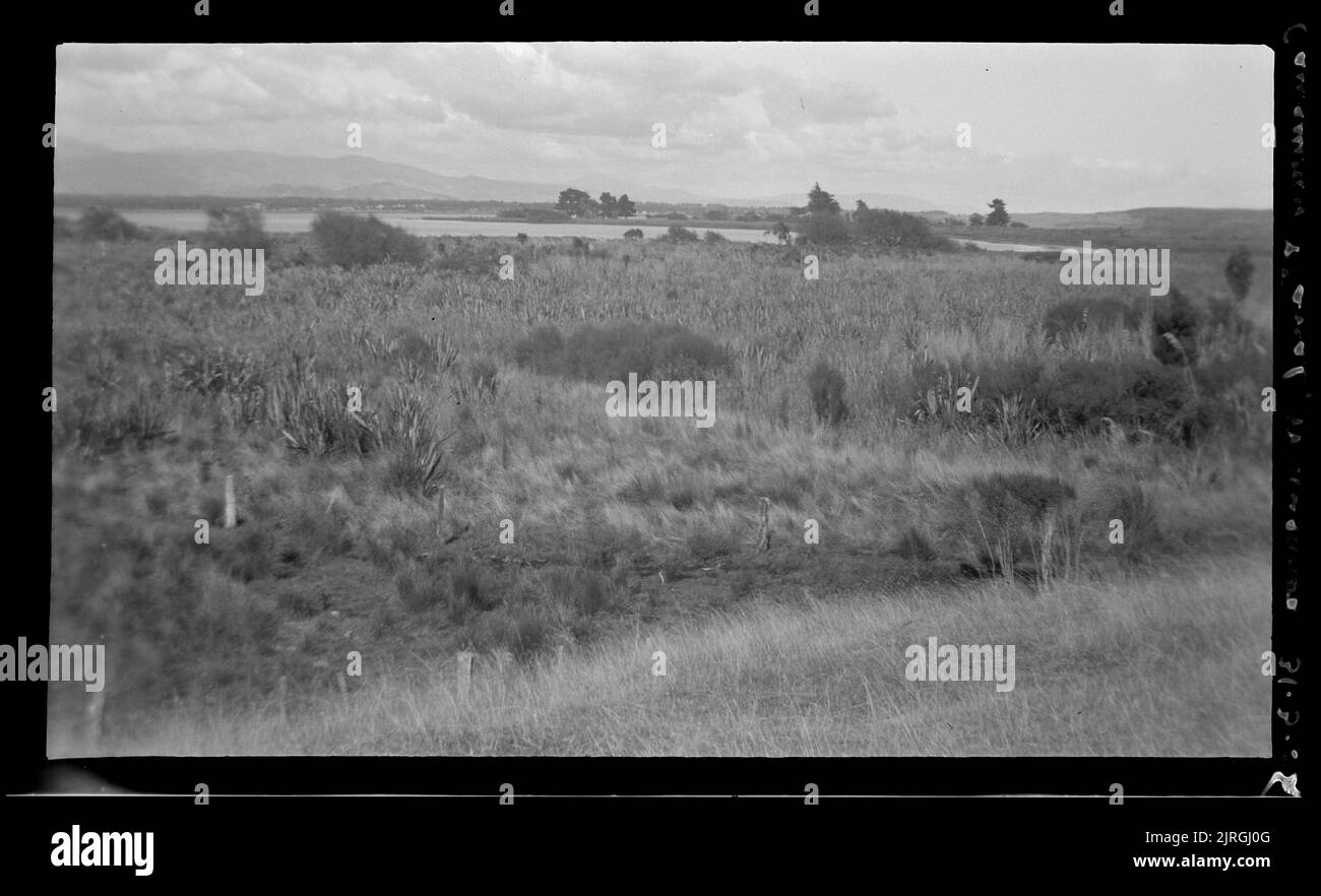 Causeway and canal, Mangaroa pa on Lake Horowhenua, 31 March 1935, by ...