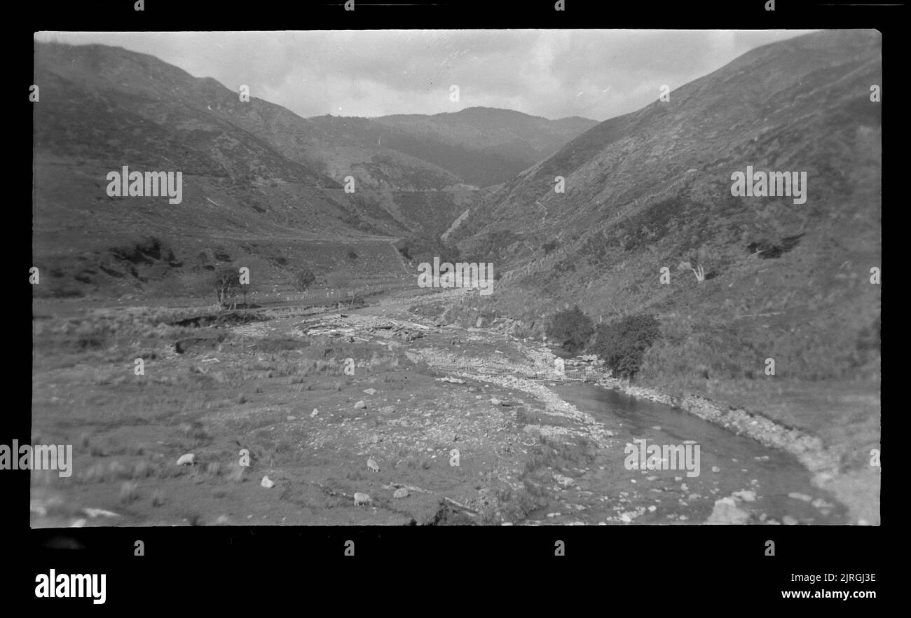 Waikawa River below Blue slip, 22 September 1935, by Leslie Adkin Stock ...