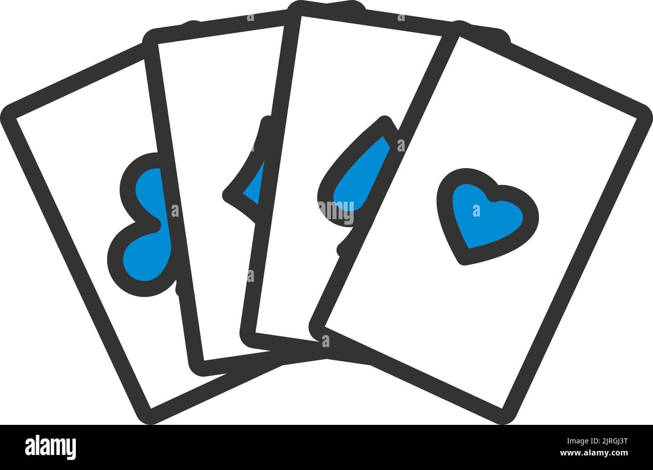 Set Of Four Card Icons. Editable Bold Outline With Color Fill Design ...